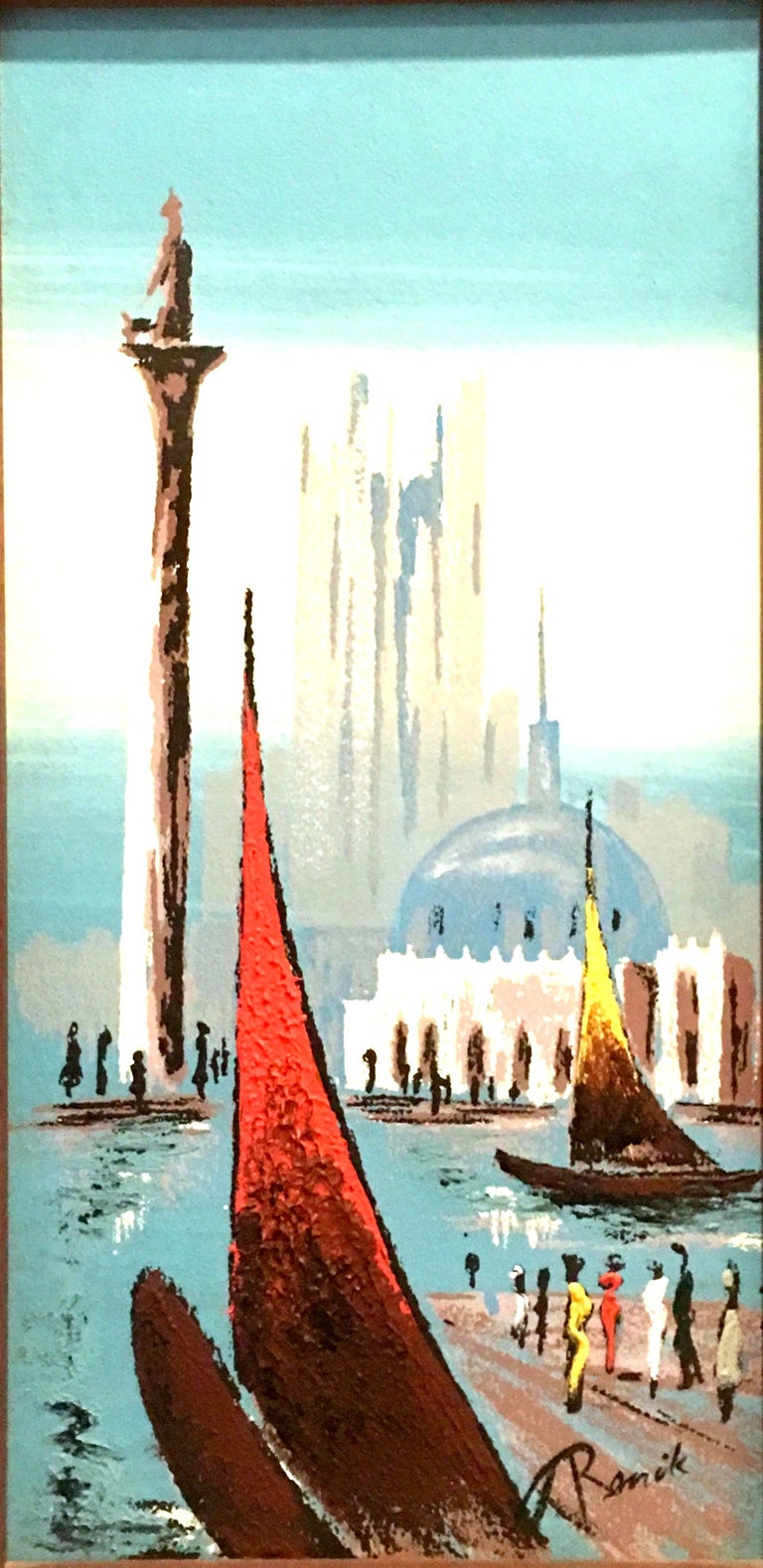 Mid-20th Century Original Oil On Canvas Board Painting By, Ranik For ...