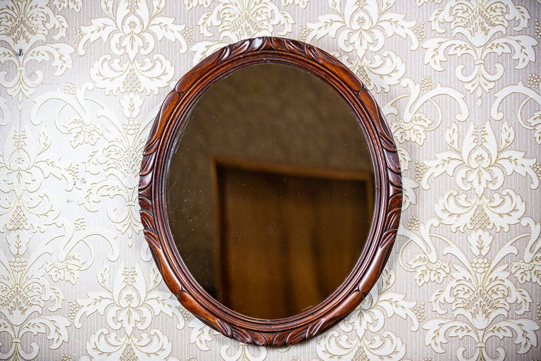 Mid-20th Century Oval Mirror in Beech Frame For Sale at 1stDibs