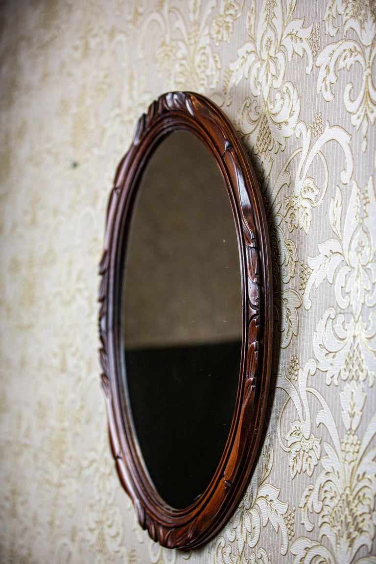 Mid-20th Century Oval Mirror in Beech Frame at 1stDibs