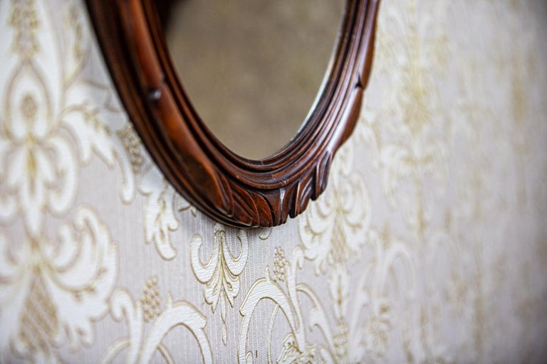 Mid-20th Century Oval Mirror in Beech Frame For Sale at 1stDibs