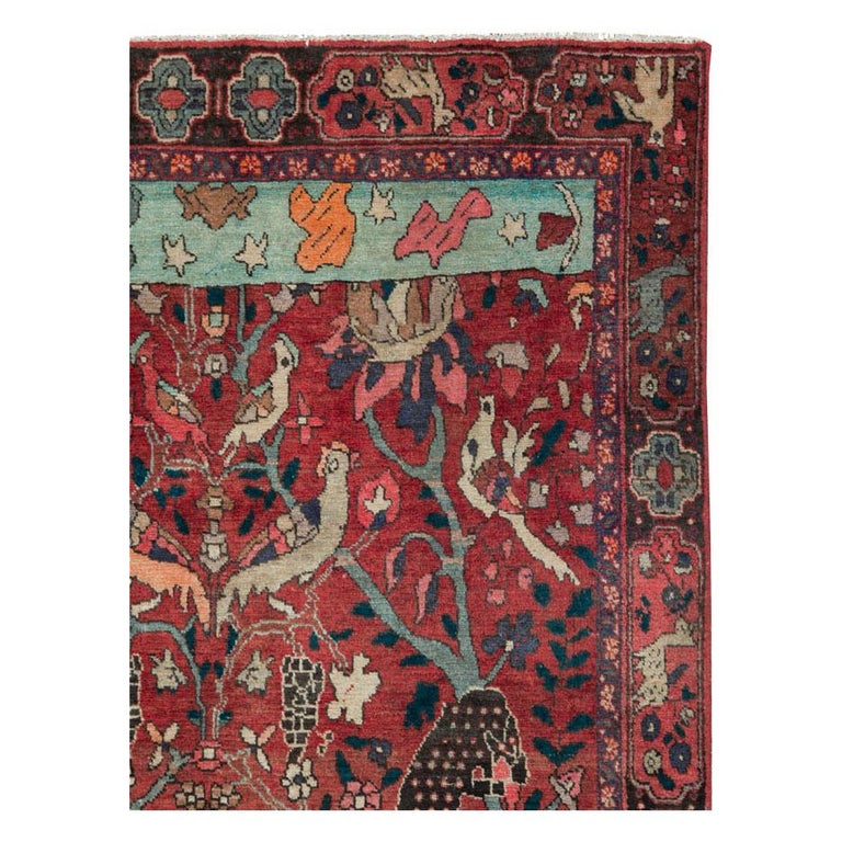 Mid-20th Century Persian Jungle Paradise Park Inspired Pictorial Accent ...