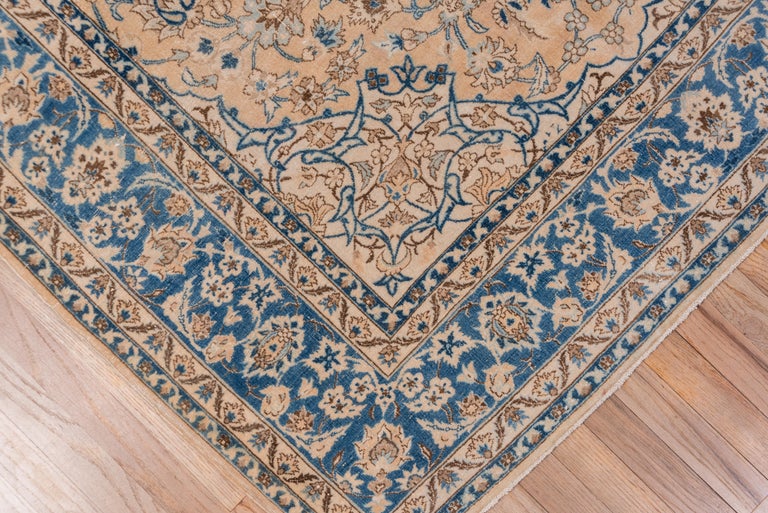 Mid-20th Century Persian Kashan Rug, Peach Field, Blue Borders For Sale ...
