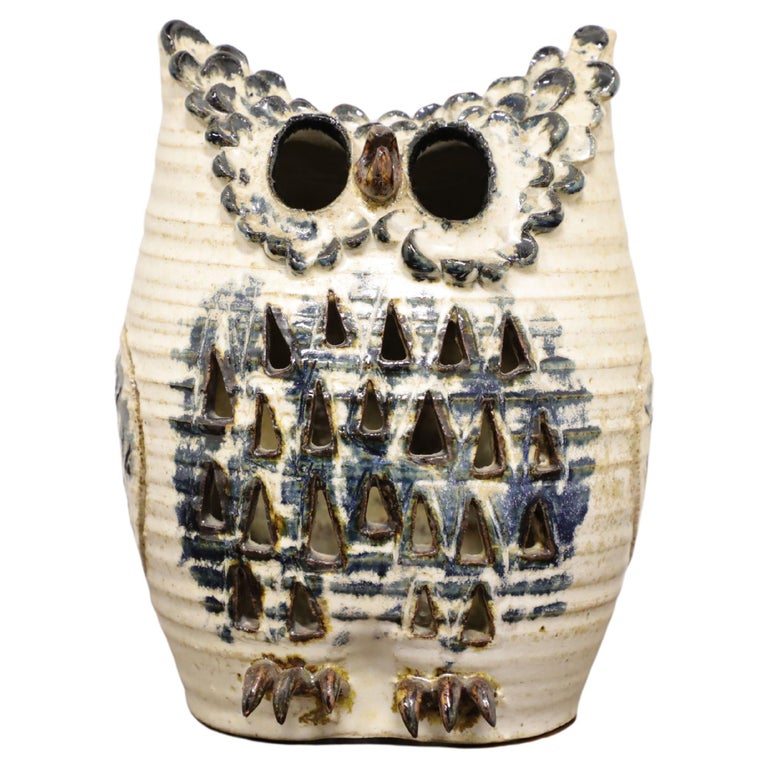 Mid 20th Century Pottery Art Owl For Sale at 1stDibs