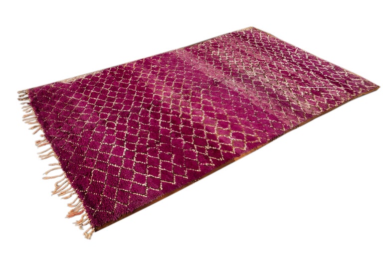 Mid-20th Century Purple Moroccan Tribal Wool Rug For Sale at 1stDibs