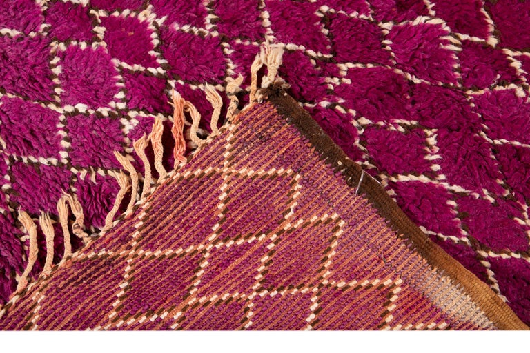 Mid-20th Century Purple Moroccan Tribal Wool Rug For Sale at 1stDibs