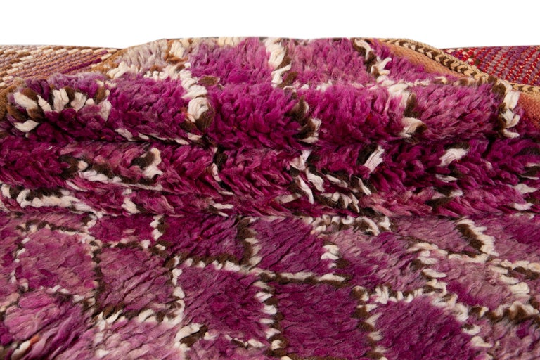 Mid-20th Century Purple Moroccan Tribal Wool Rug For Sale at 1stDibs