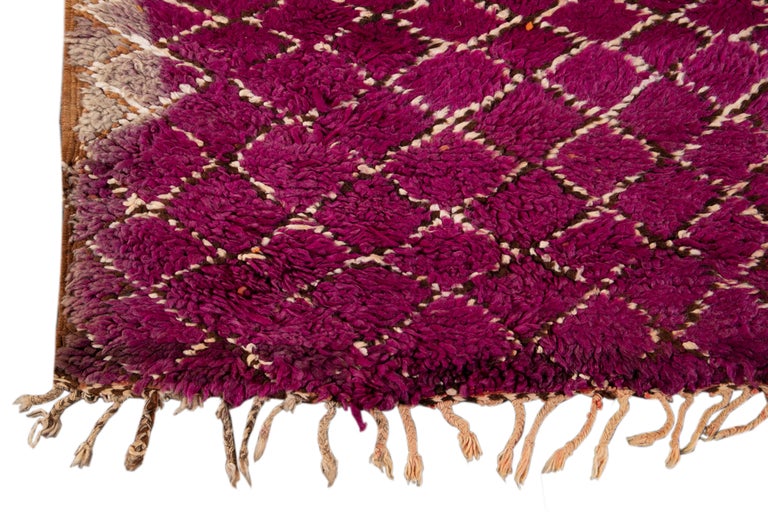 Mid-20th Century Purple Moroccan Tribal Wool Rug For Sale at 1stDibs