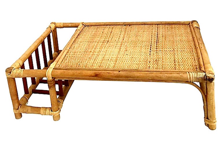 Mid-20th Century Rattan and Wicker Bed Tray and Magazine Holder at 1stDibs