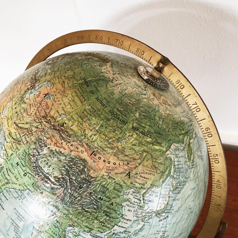 Mid-20th Century Reader's Digest Great World Globe Topographical Desk ...