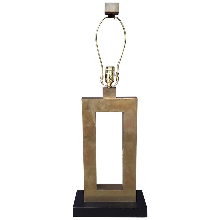 Mid-20th Century Rectangular Brass Lamp with Matching Finial For Sale ...