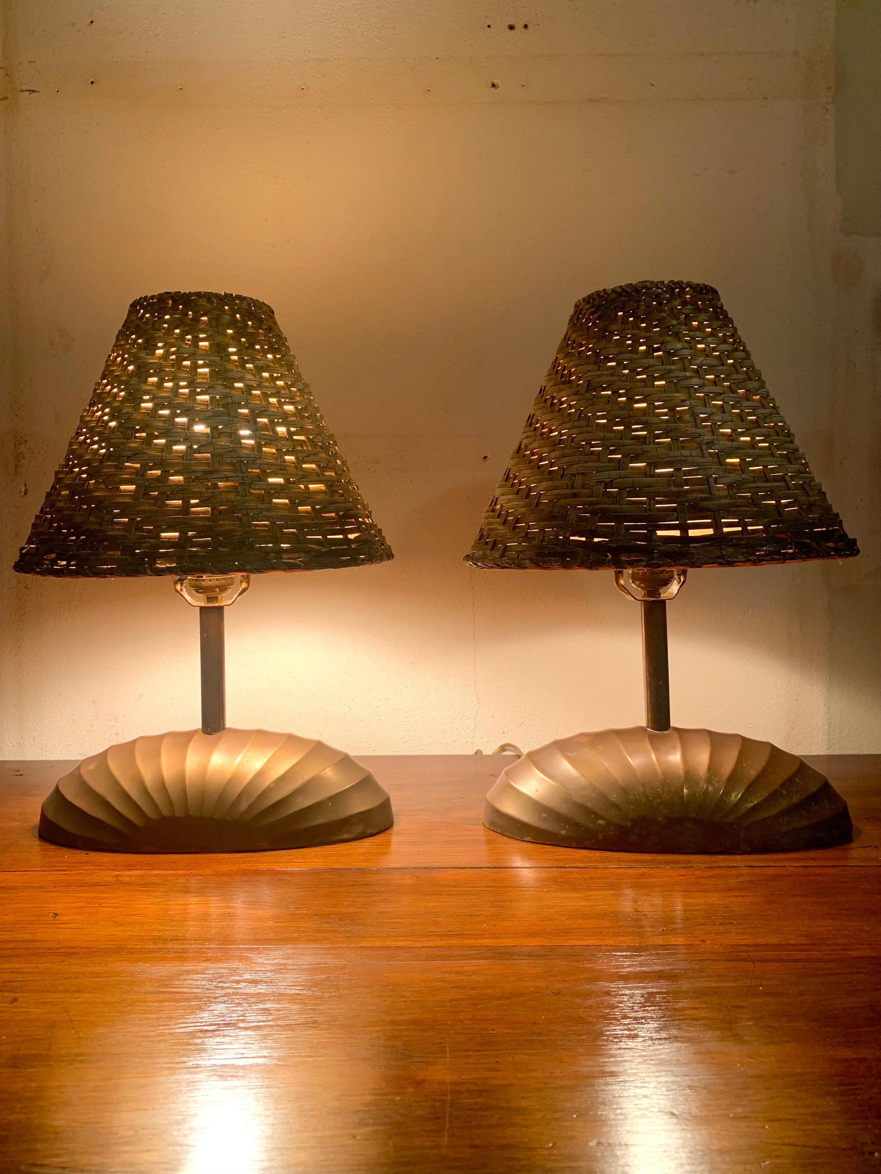Mid 20th Century Regency Brass Shell Lamps, a Pair For Sale at 1stDibs