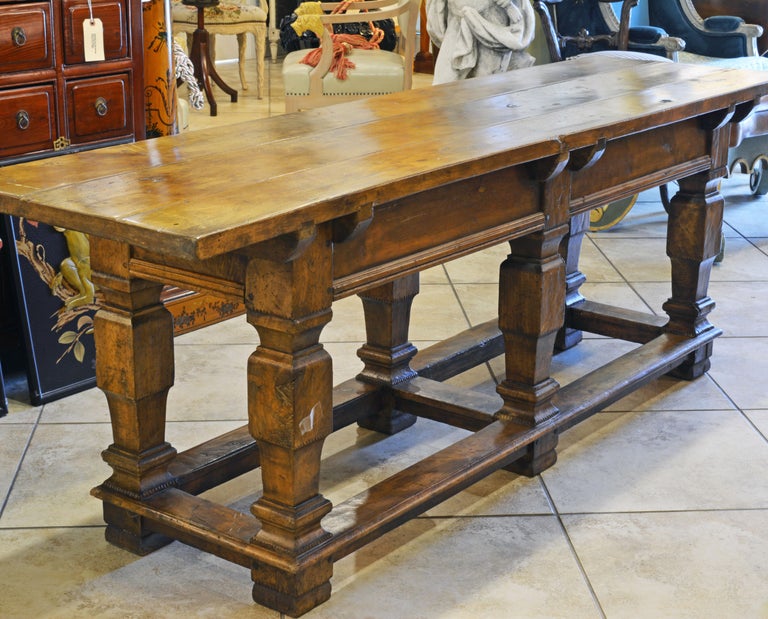 Mid-20th Century Rustic Baroque Style Spanish Carved Walnut Refectory ...