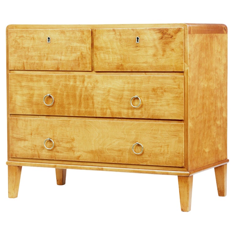 Mid 20th century Scandinavian birch chest of drawers For Sale at 1stDibs