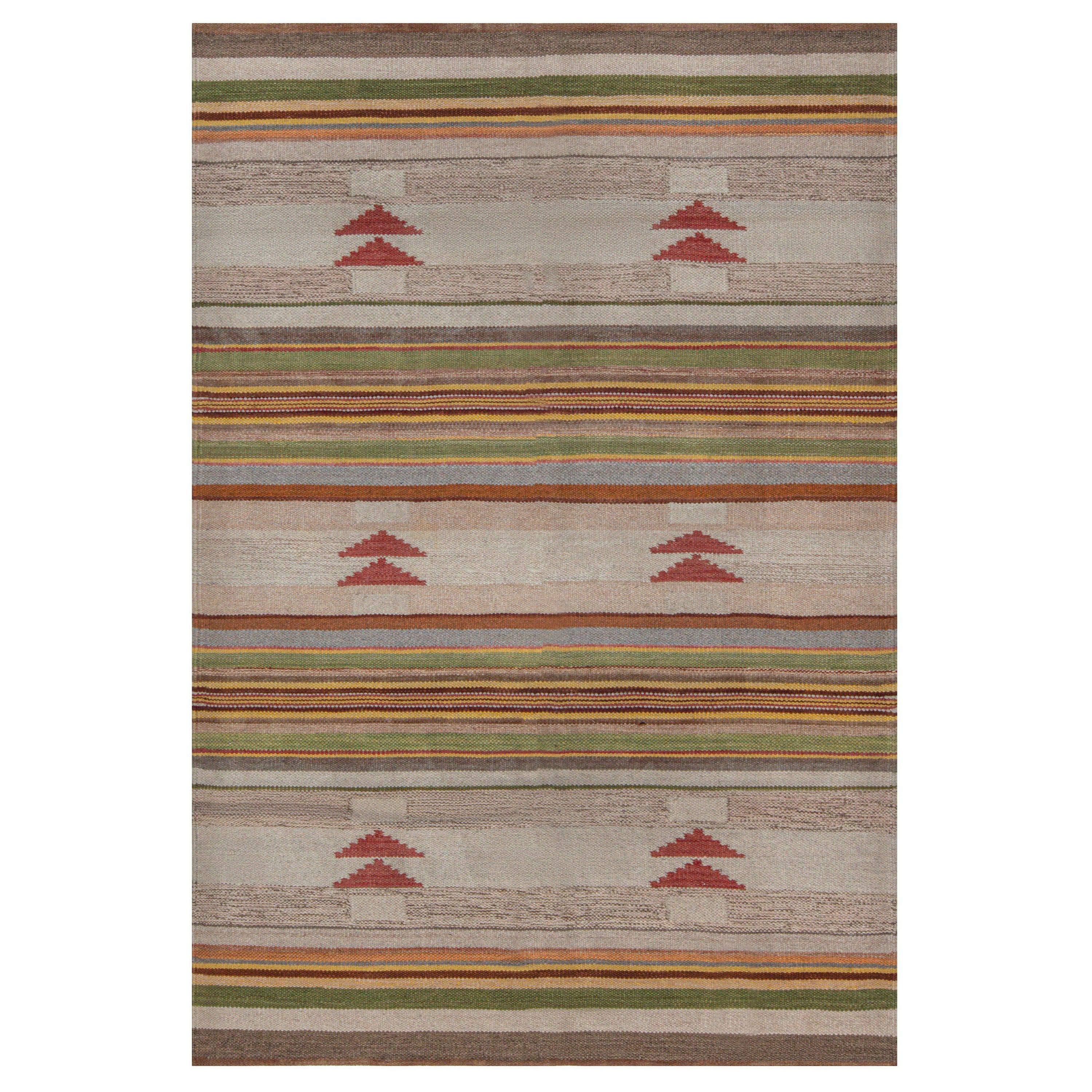 Mid-20th Century Geometric Blue, Green, Grey Rug by Birgitta ...