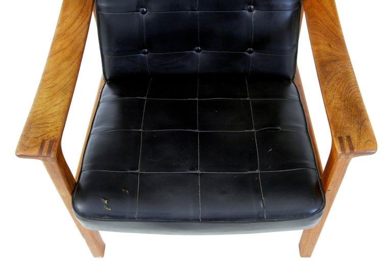 Mid 20th Century Scandinavian Modern Teak Reclining Leather Armchair ...