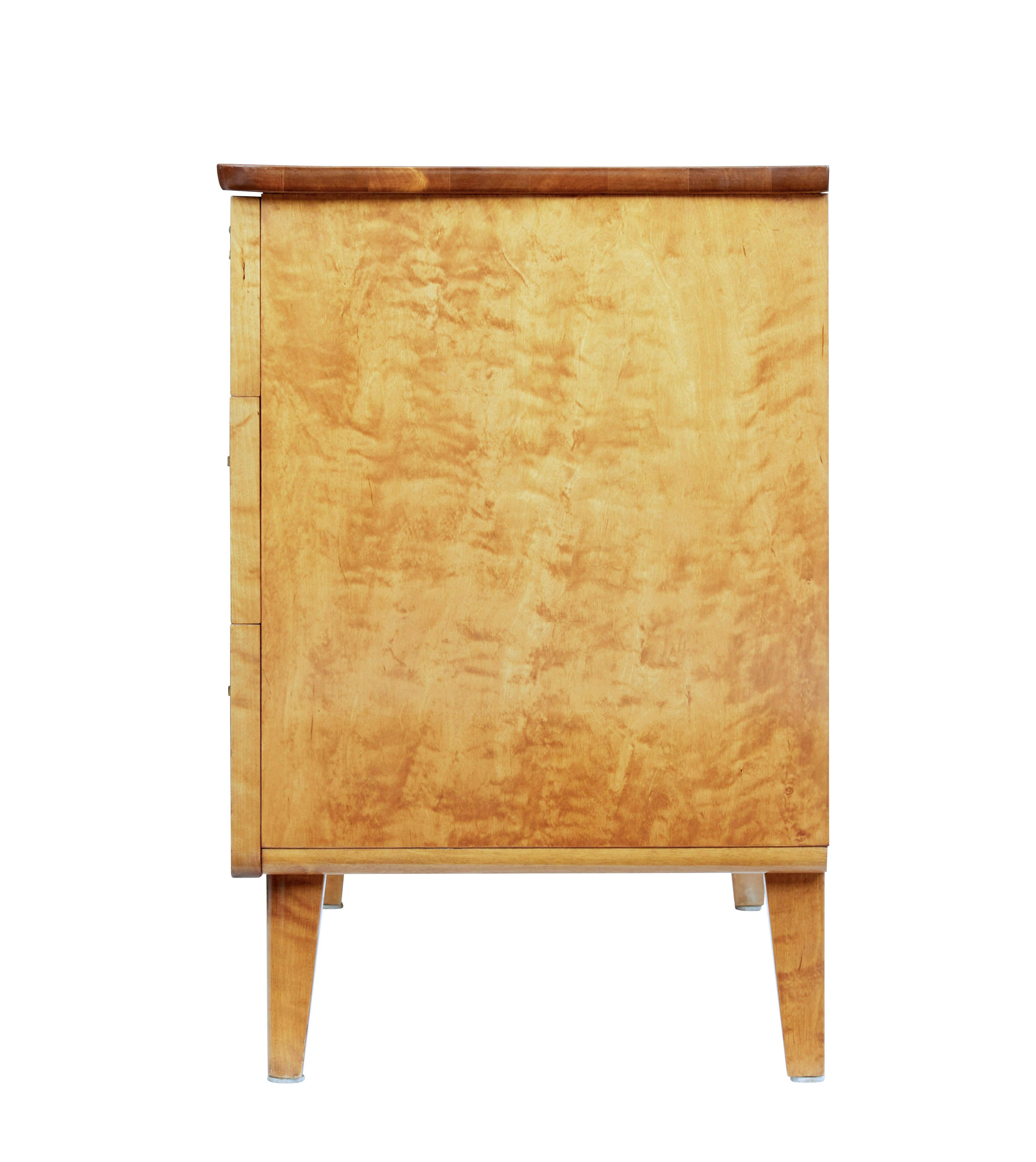 Mid-20th Century Scandinavian Patterned Birch Chest of Drawers For Sale ...