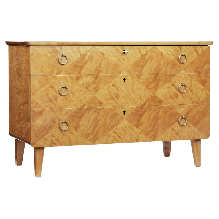 Mid 20th century Scandinavian patterned birch chest of drawers For Sale ...