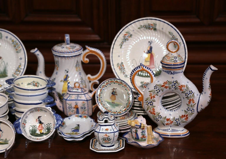 Mid-20th Century Set of Hand-Painted Henriot Quimper Dishes at 1stDibs