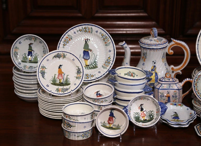 Mid-20th Century Set of Hand-Painted Henriot Quimper Dishes at 1stDibs