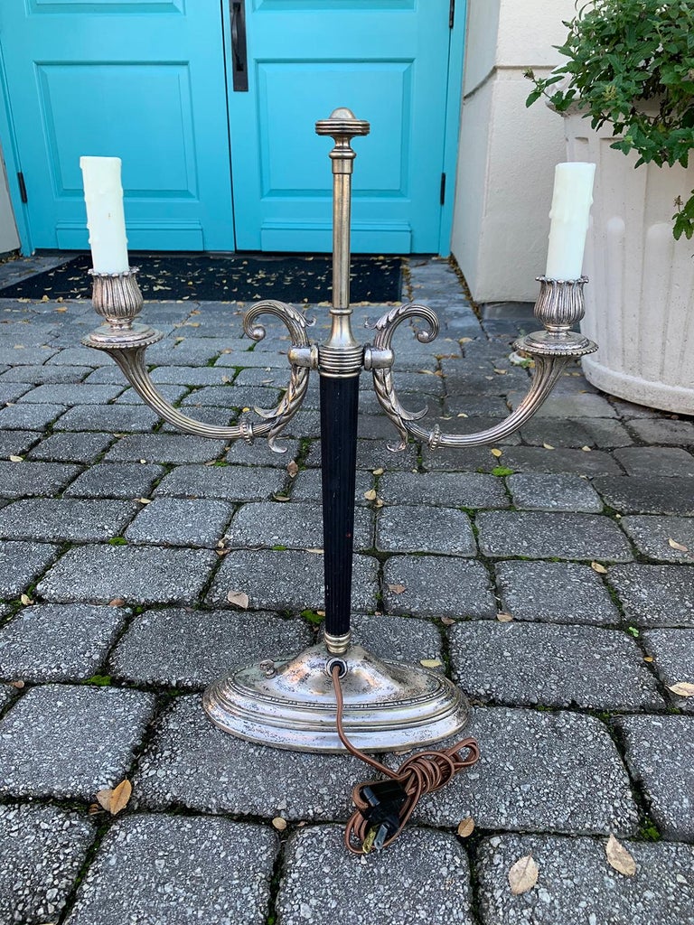 Mid-20th Century Silver Two-Arm Candelabra as Lamp at 1stDibs | 2 arm ...