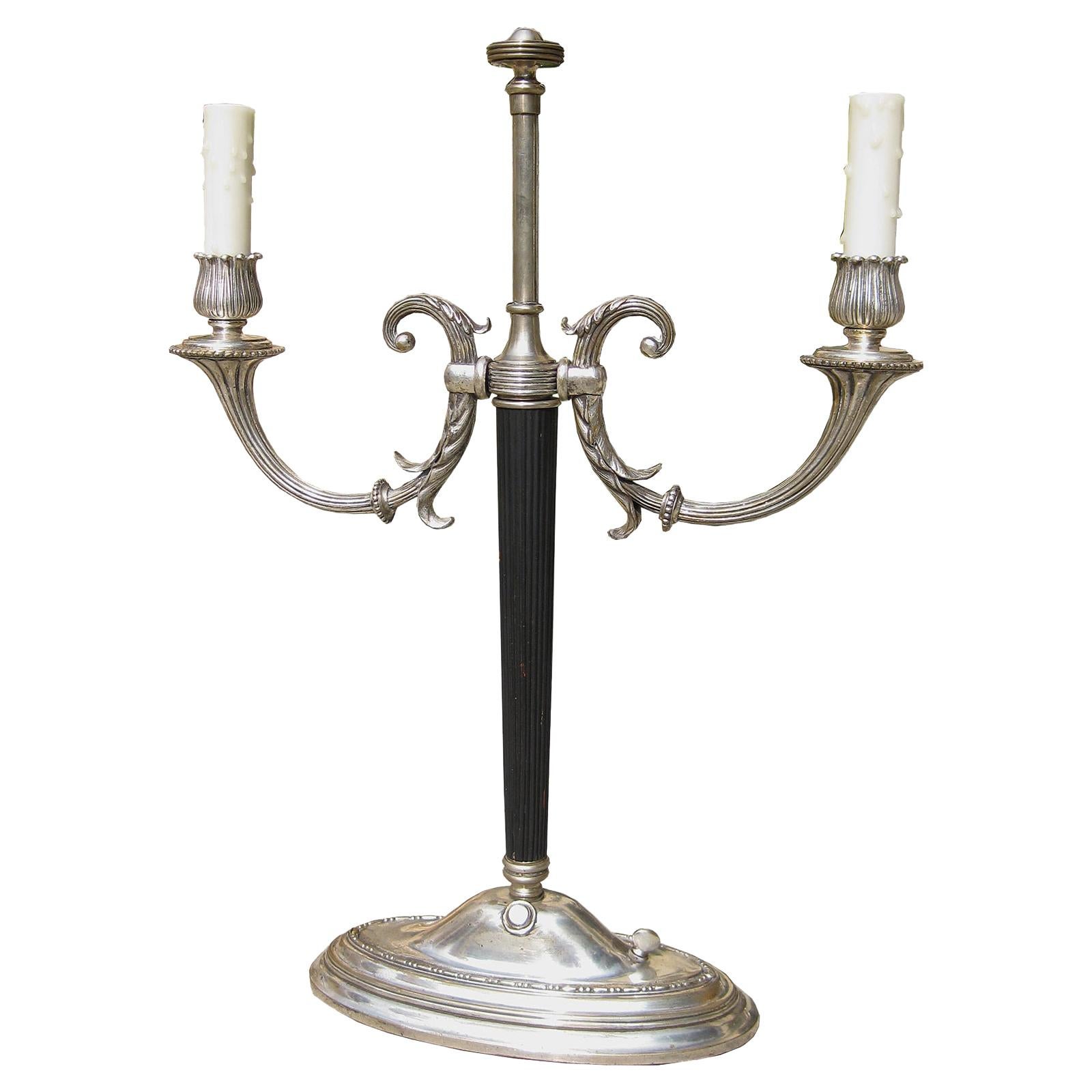 Mid-20th Century Silver Two-Arm Candelabra as Lamp at 1stDibs | 2 arm ...