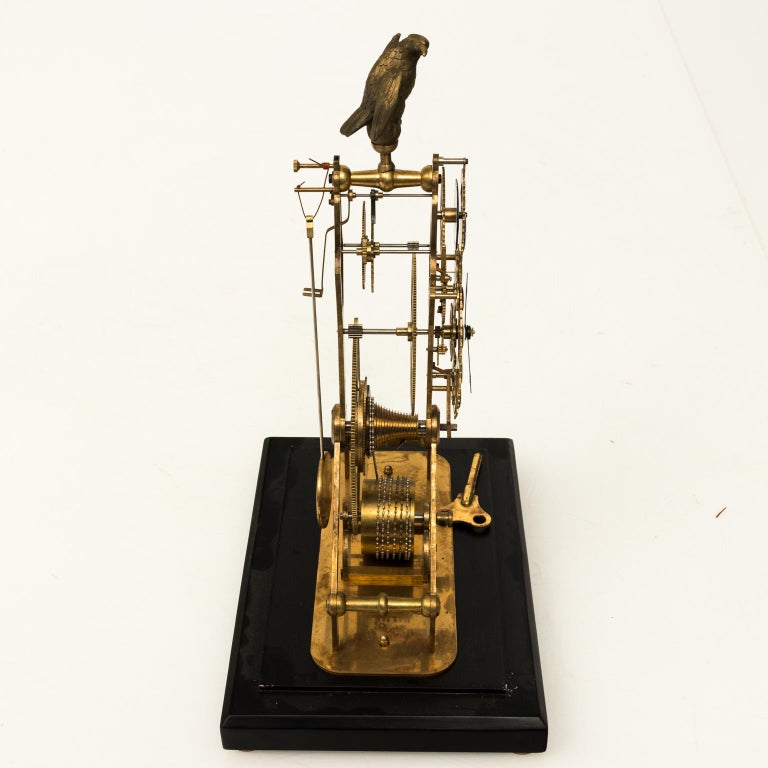 Mid 20th Century Skeleton Brass Clock at 1stDibs