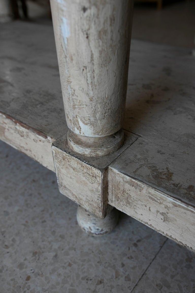 Mid-20th Century Spanish Distressed Wooden Work Farmhouse Table w ...