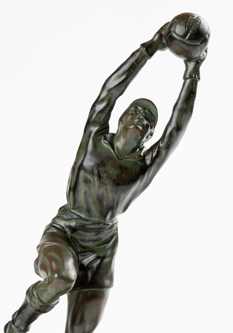 Mid 20th Century Spelter Statue Goal Keeper For Sale at 1stDibs