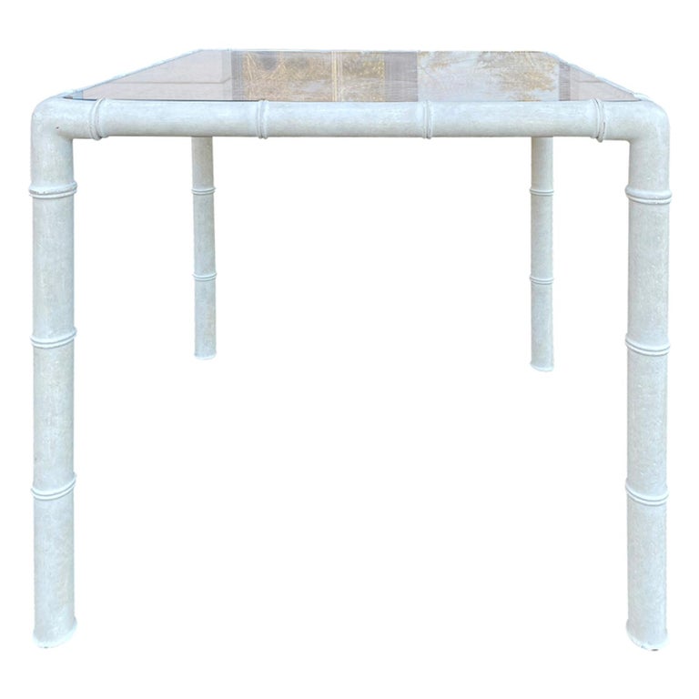 Mid-20th Century Square Faux Bamboo Card / Game Table with Cane under ...