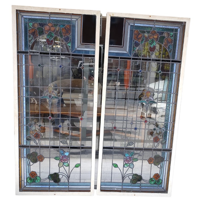 Mid 20th Century Stained Glass Windows Fruit and Leaves, Jewels For ...
