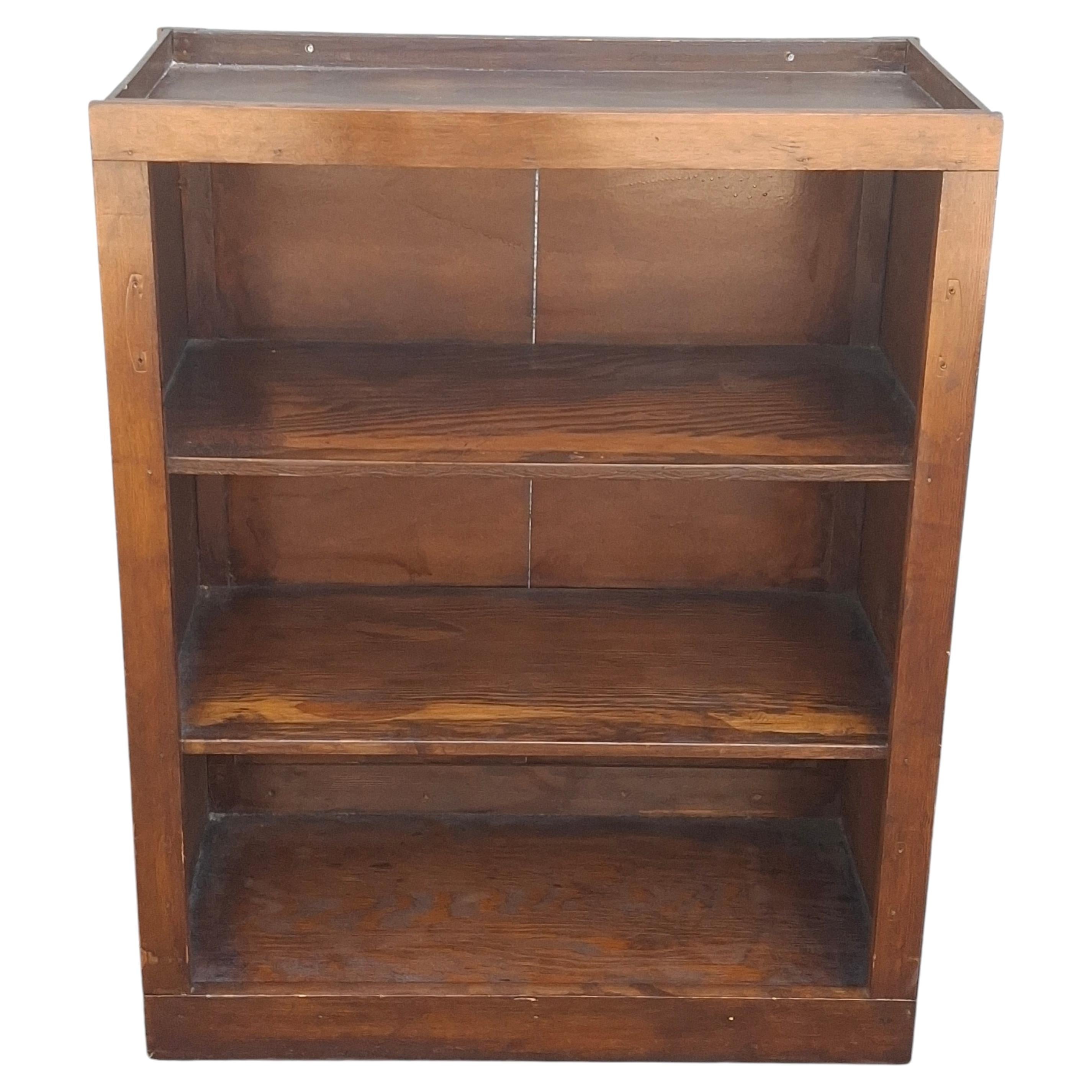 Mid 20th Century Stained Pine Low Bookcase For Sale at 1stDibs