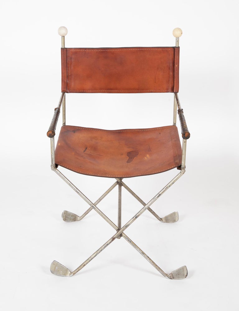 Mid 20th Century Steel And Leather Golf Club Chair at 1stDibs