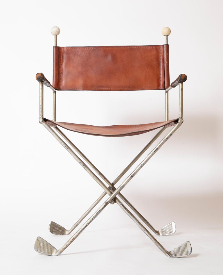 Mid 20th Century Steel And Leather Golf Club Chair at 1stDibs