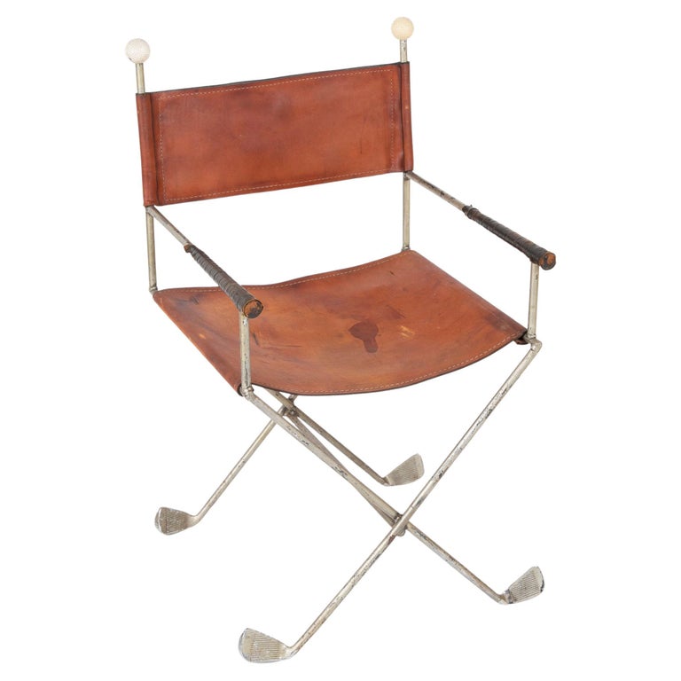 Mid 20th Century Steel And Leather Golf Club Chair at 1stDibs