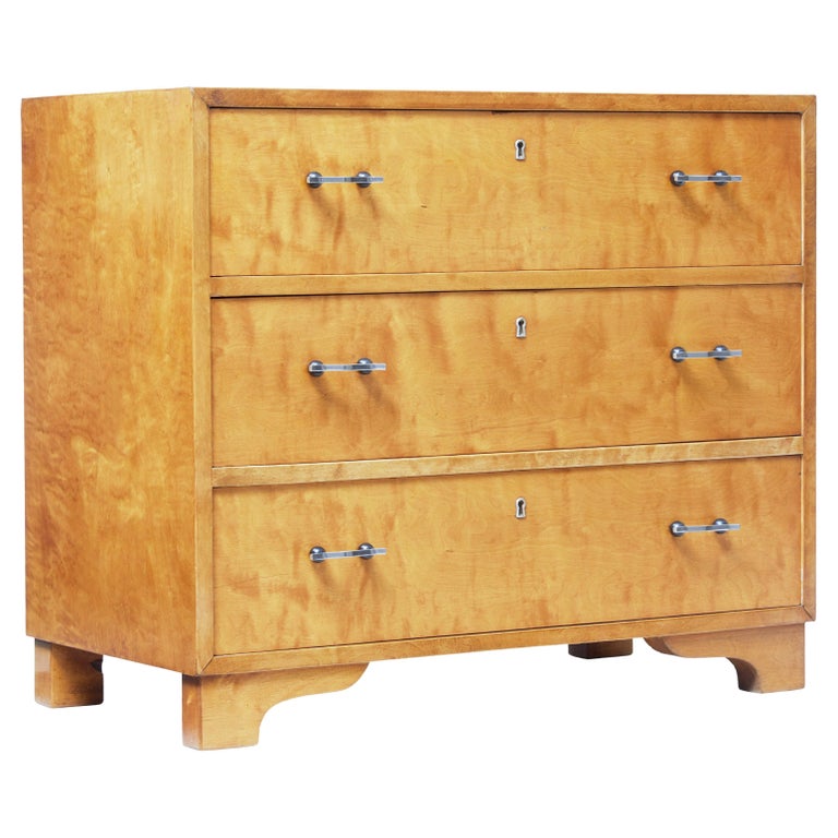 Mid 20th Century Swedish Birch Chest of Drawers For Sale at 1stDibs