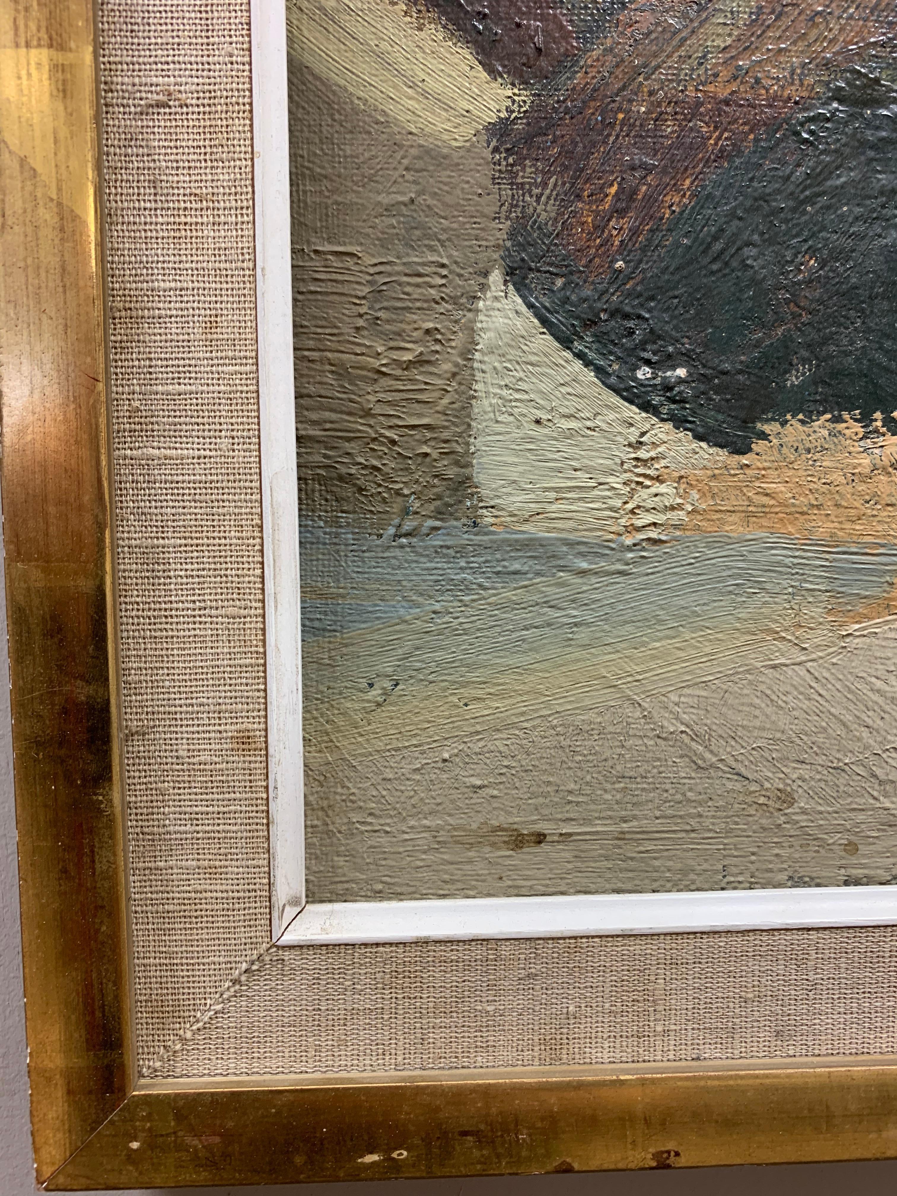 Mid 20th Century Swedish Modernist Style Oil Painting on Panel by Ivar ...