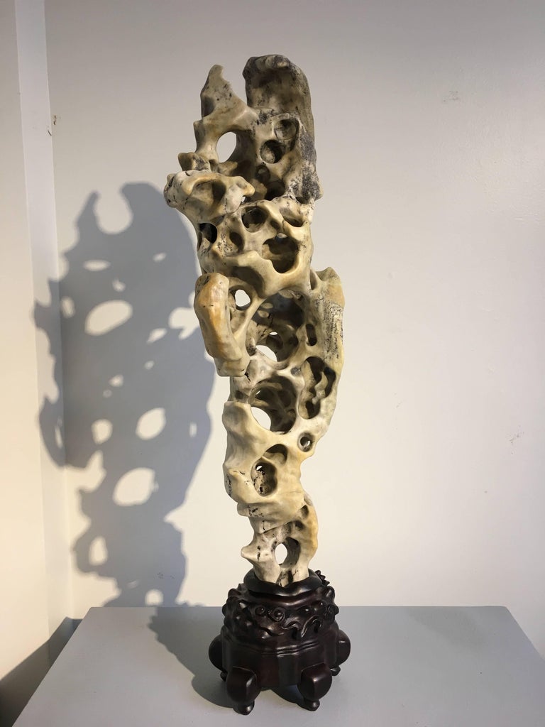 Mid-20th Century Tall Chinese Taihu Scholar Rock or Stone, Gongshi at ...