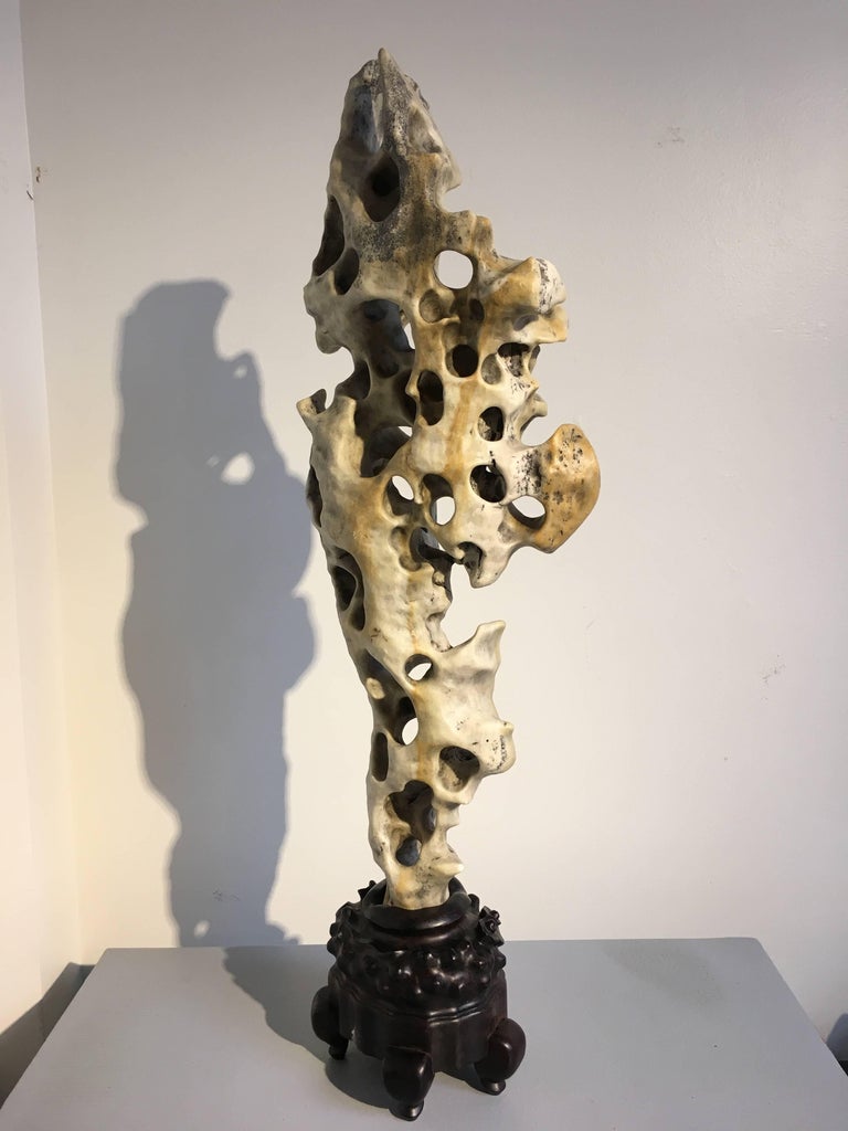Mid-20th Century Tall Chinese Taihu Scholar Rock or Stone, Gongshi at ...
