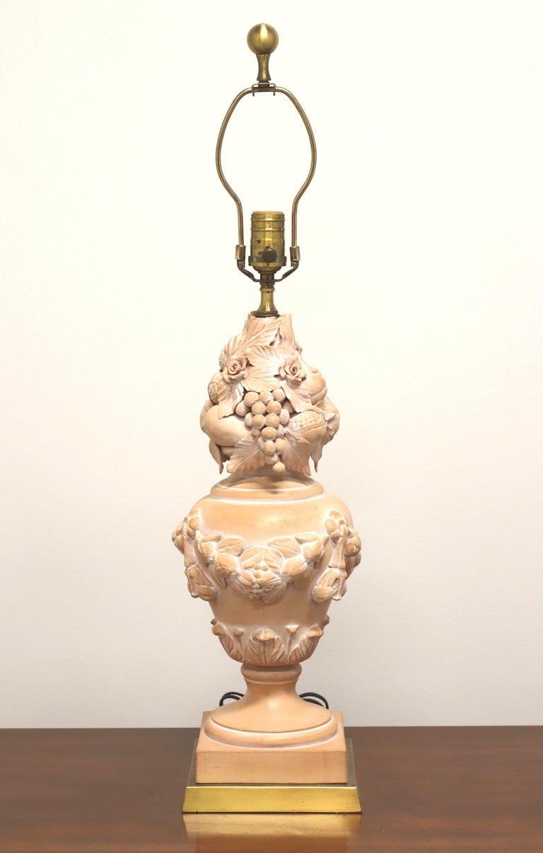 Mid-20th Century Terra Cotta Tuscan Fruit and Floral Motif Table Lamp ...