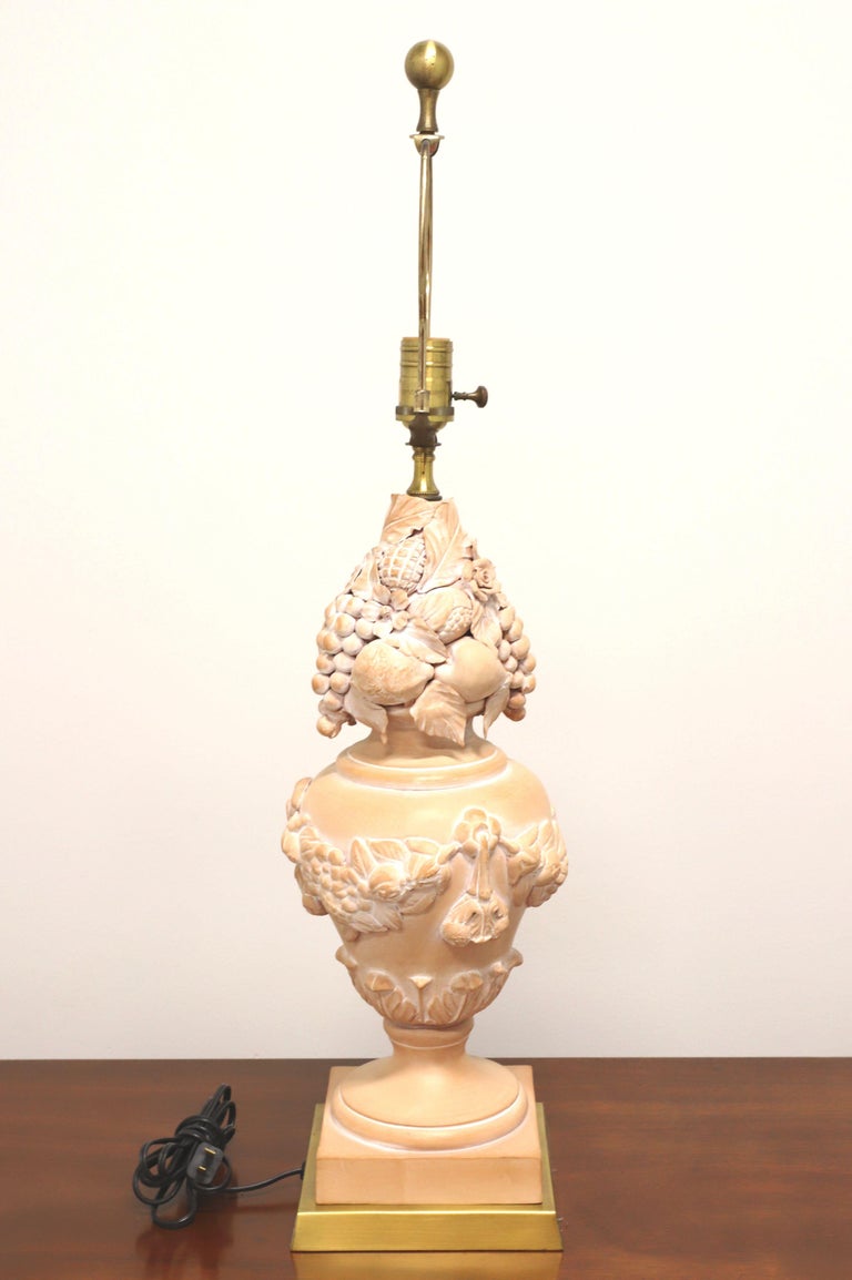 Mid-20th Century Terra Cotta Tuscan Fruit and Floral Motif Table Lamp ...