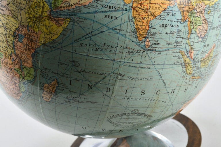 Mid-20th Century Terrestre Columbus World Globe Oestergaard Berlin ...
