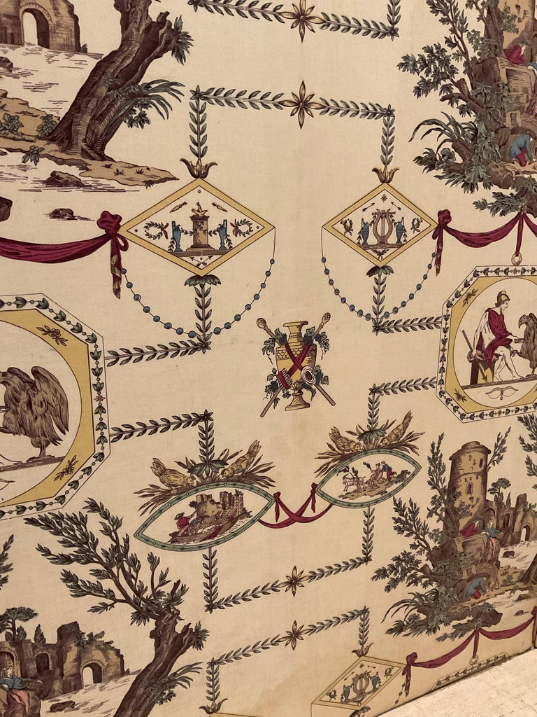 1950s Threefold Toile Fabric French Screen with Studded Detail For Sale ...