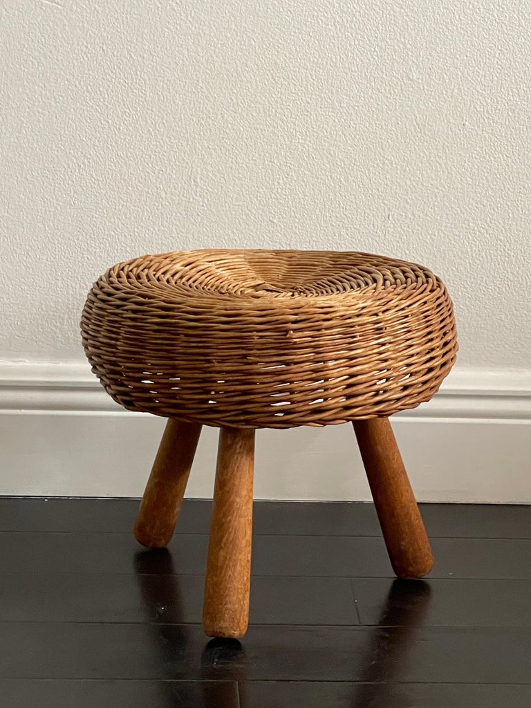 Mid 20th Century Tony Paul Wicker Stool at 1stDibs | tony paul stool