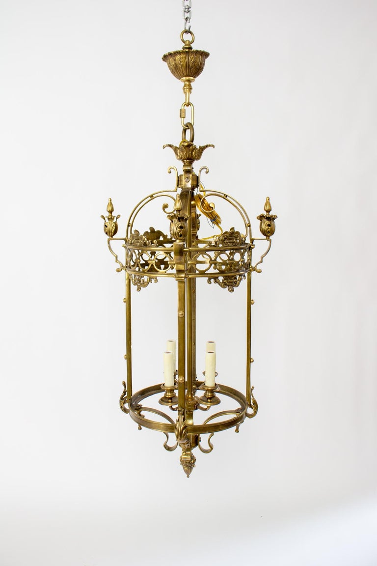 Mid-20th Century Traditional Cast Brass Lantern For Sale at 1stDibs