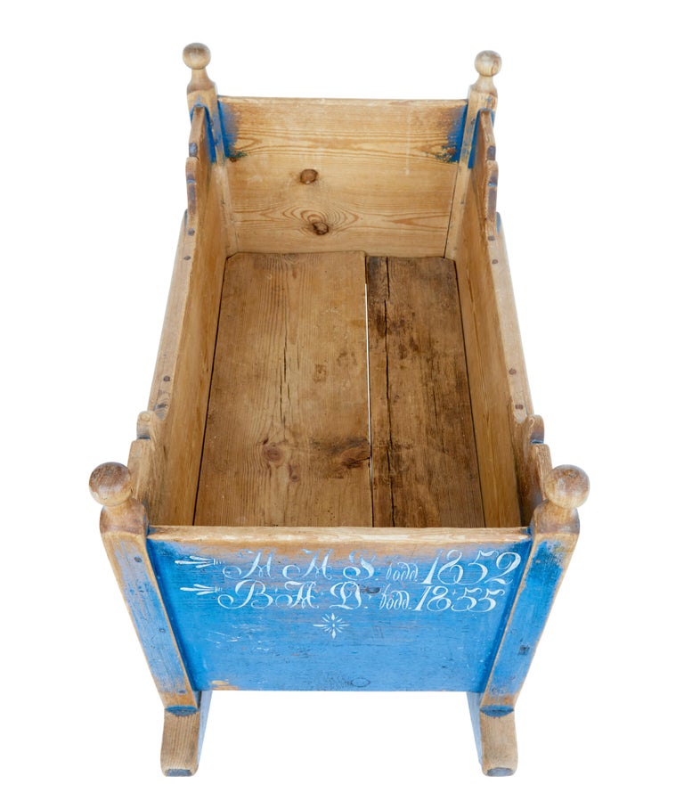 Mid-20th Century Traditional Swedish Painted Pine Crib Cradle at ...