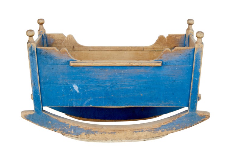 Mid-20th Century Traditional Swedish Painted Pine Crib Cradle at ...