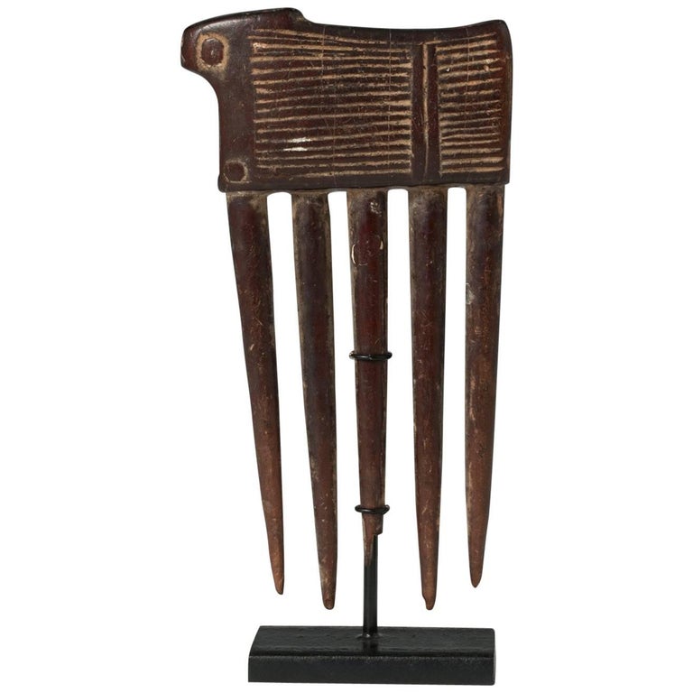 Mid-20th Century Tribal African Wood Comb from the Baule, Cote d'Ivoire ...