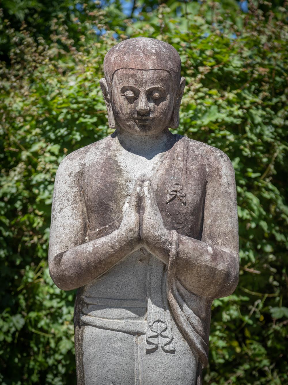 Mid 20th Century Very large old lavastone Monk statue from Indonesia ...