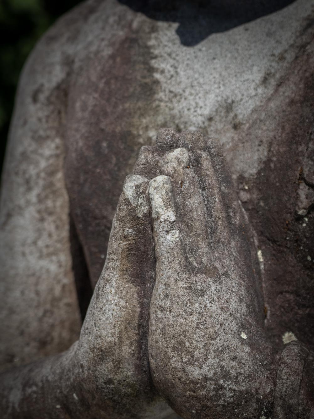 Mid 20th Century Very large old lavastone Monk statue from Indonesia ...