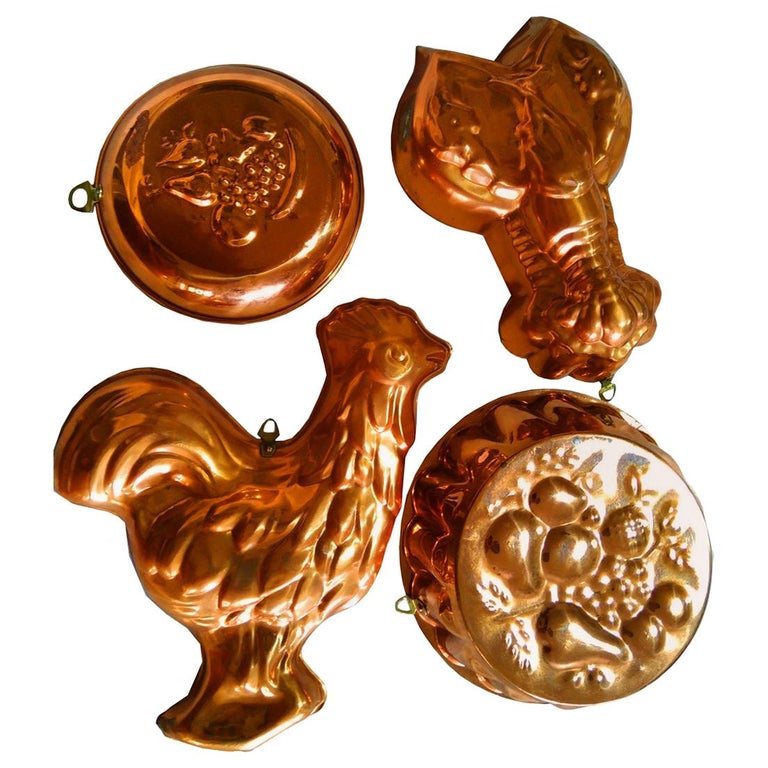 Mid-20th Century Vintage Copper Molds, Lot of 4 For Sale at 1stDibs